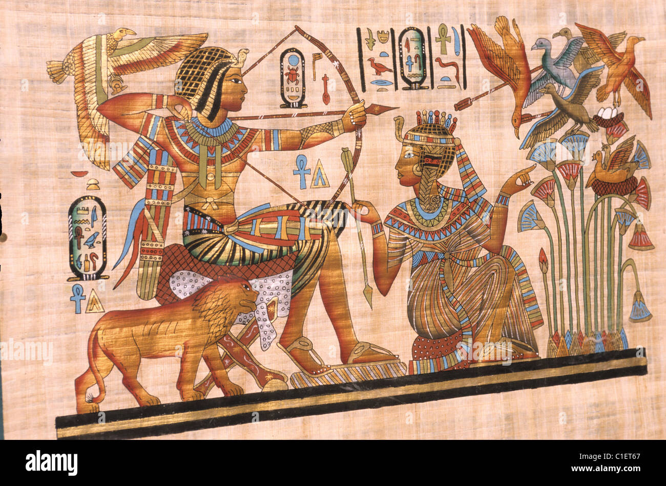 Egypt, Nile Valley, Luxor, handicraft, painting on papyrus Stock Photo ...