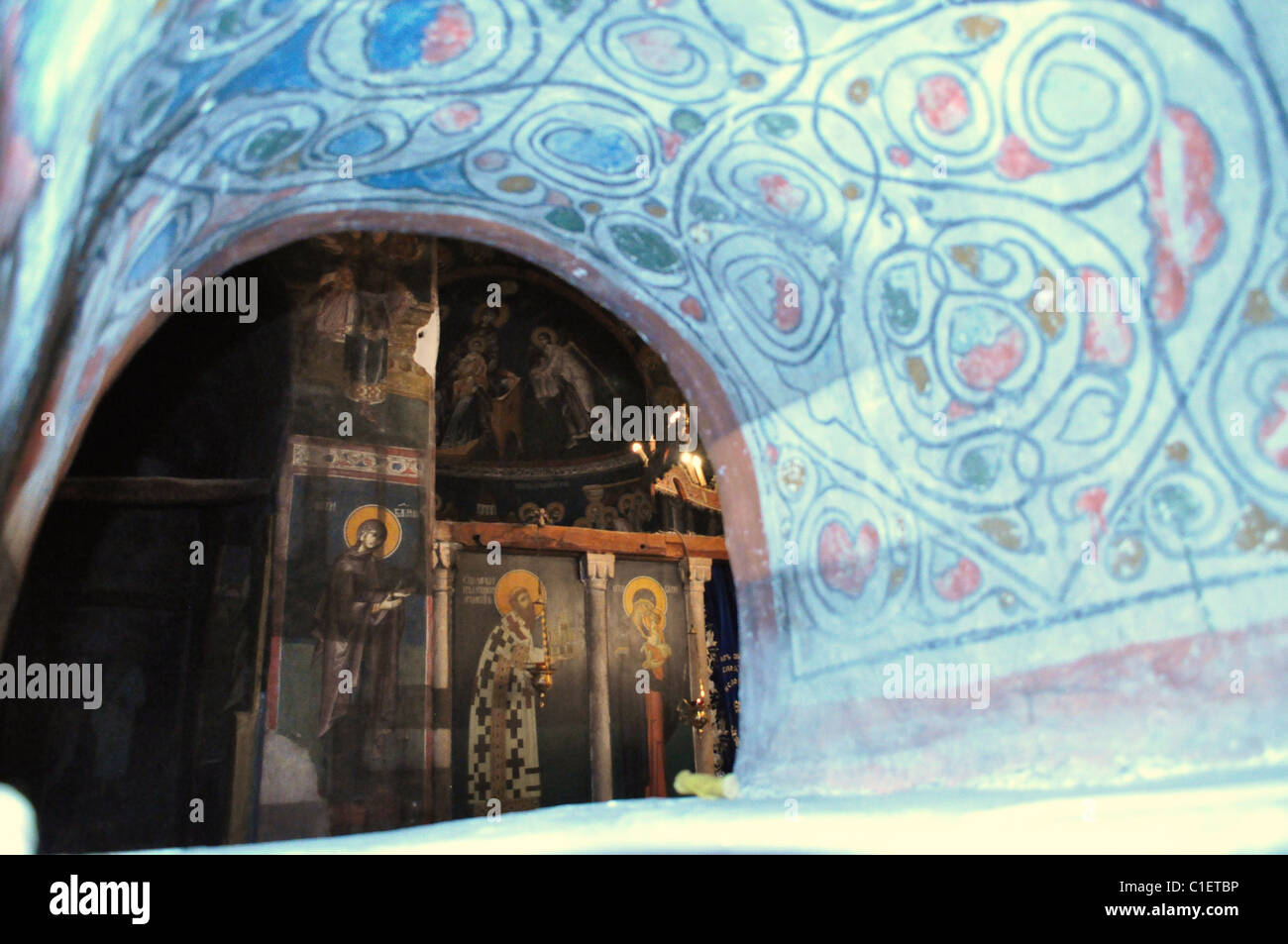 Fresco painting in Patriarchate of Pec, Kosovo Stock Photo - Alamy