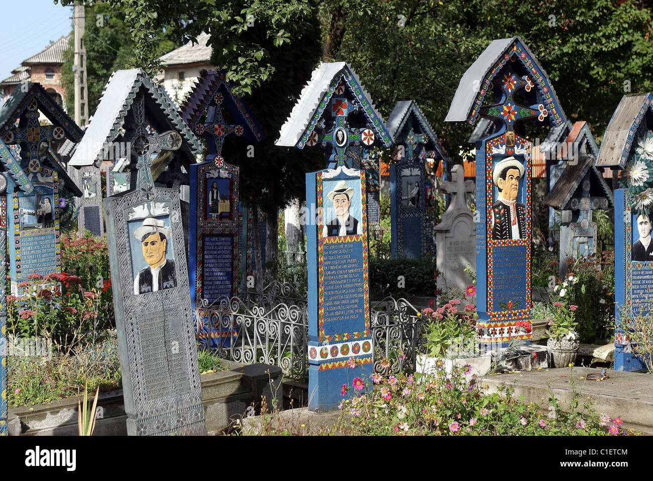 Romania, Maramures province, Sapinta village, tombs of the artist Stan ...