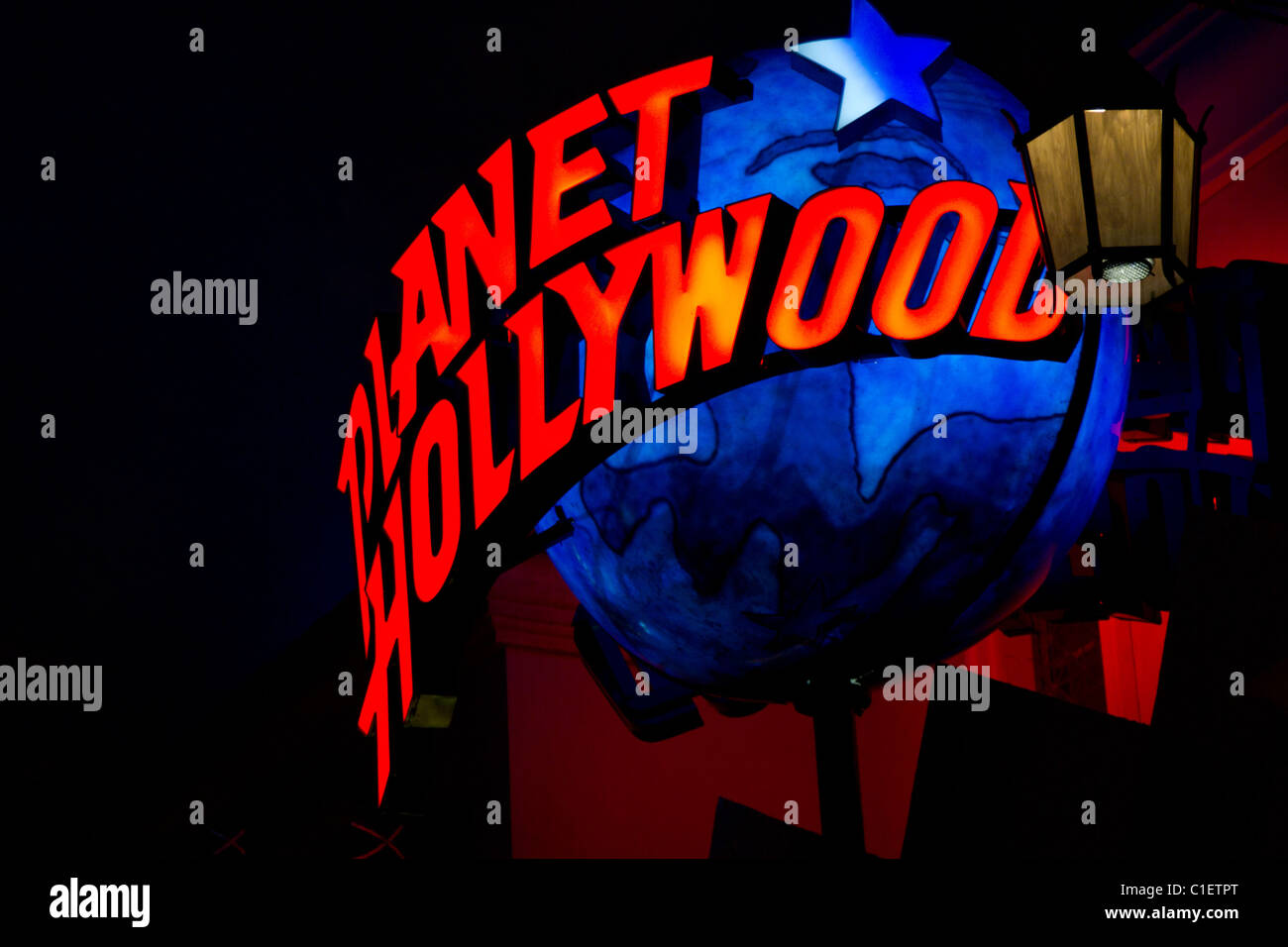 planet hollywood neon sign Stock Photo - Alamy
