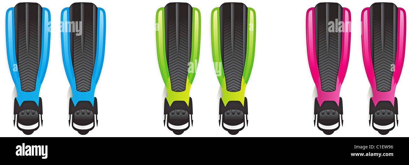 Beautiful color realistic flippers isolated on white Stock Photo - Alamy