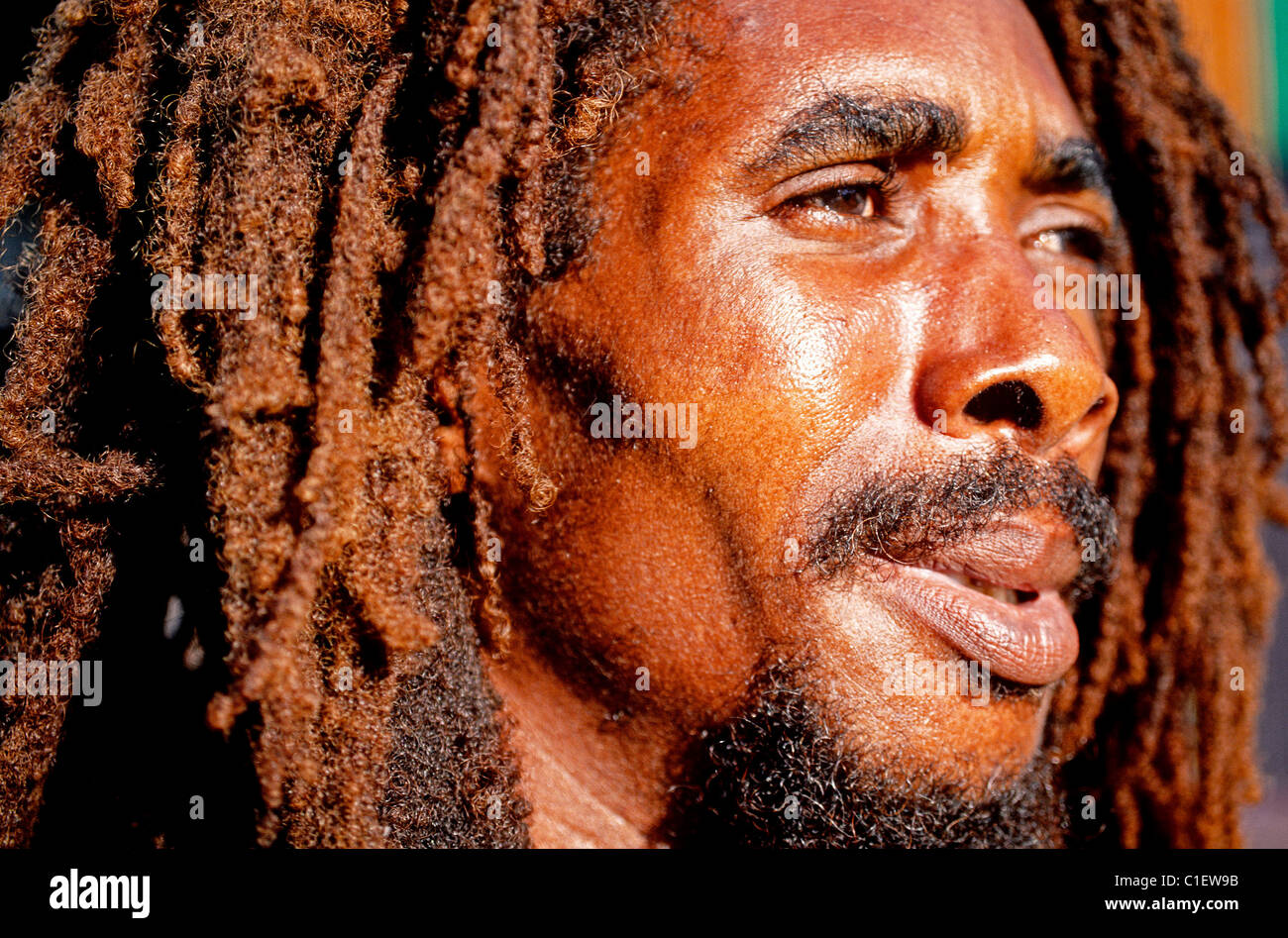Jamaica, Paso, rasta with dreadlocks, by his house in Golden Grove ...