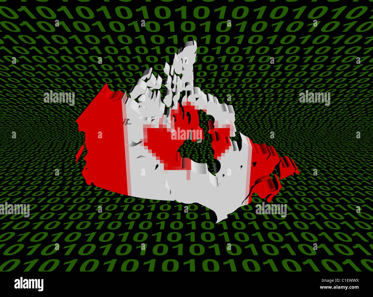 Pixelated Canadian map flag with abstract binary illustration Stock ...