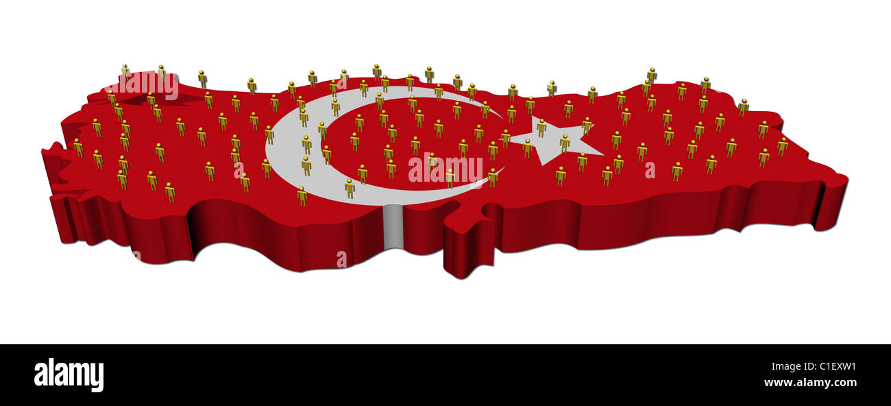 Turkey map flag with many abstract people illustration Stock Photo - Alamy