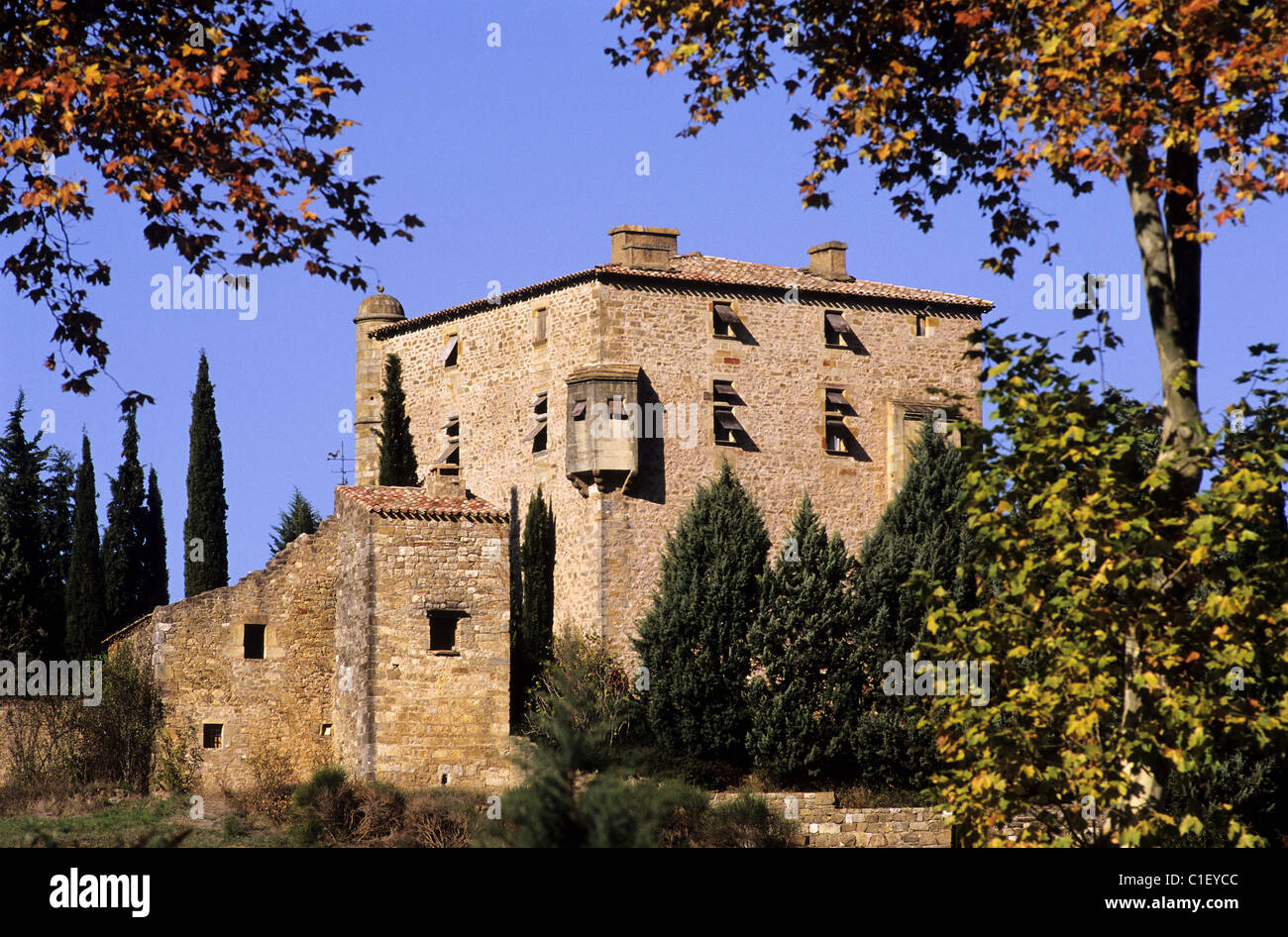 France, Aude, Serres (country of Couiza) castle of XVeme century in the ...