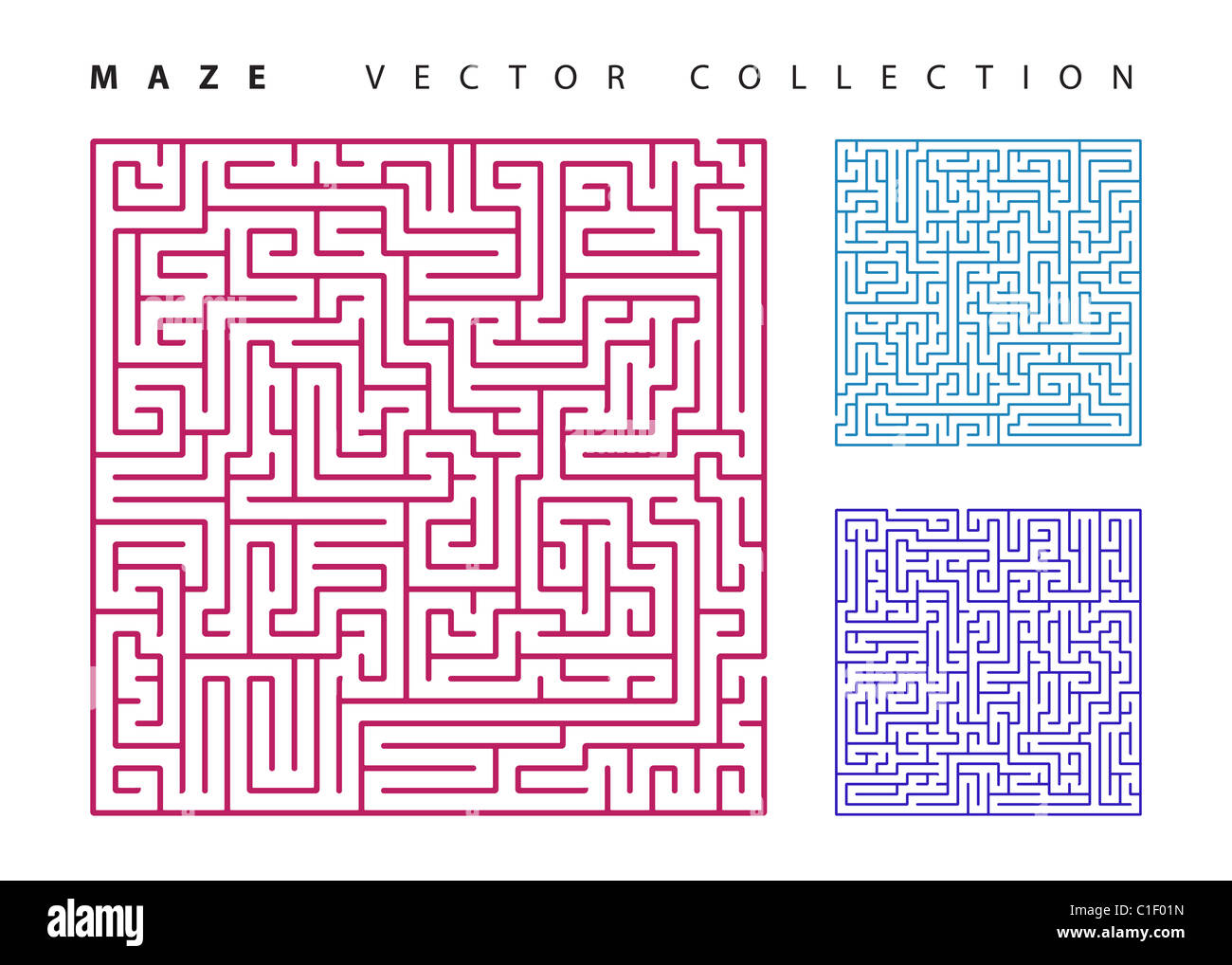 Vector set of the 10 mazes isolated on white background Stock Photo - Alamy