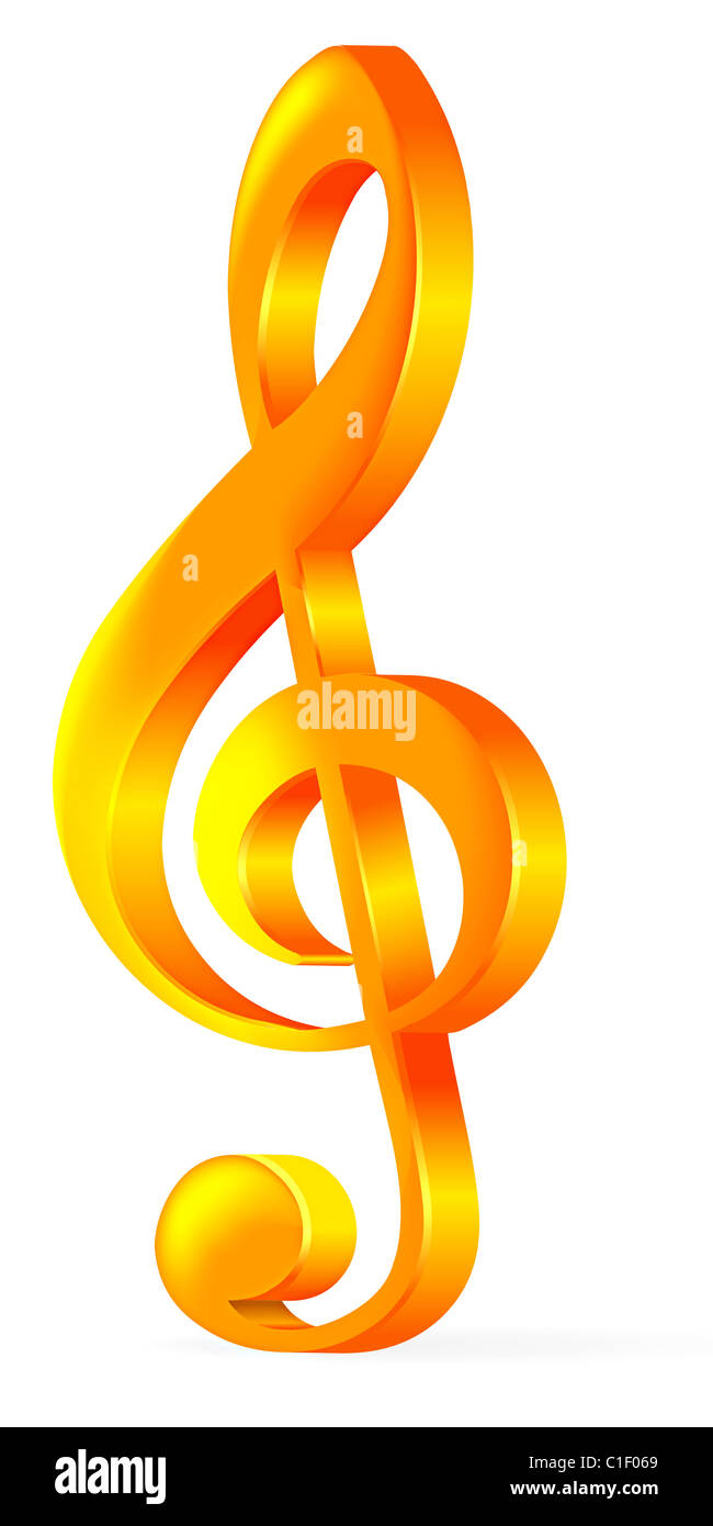 Golden treble clef vector illustration on white background Stock Photo ...