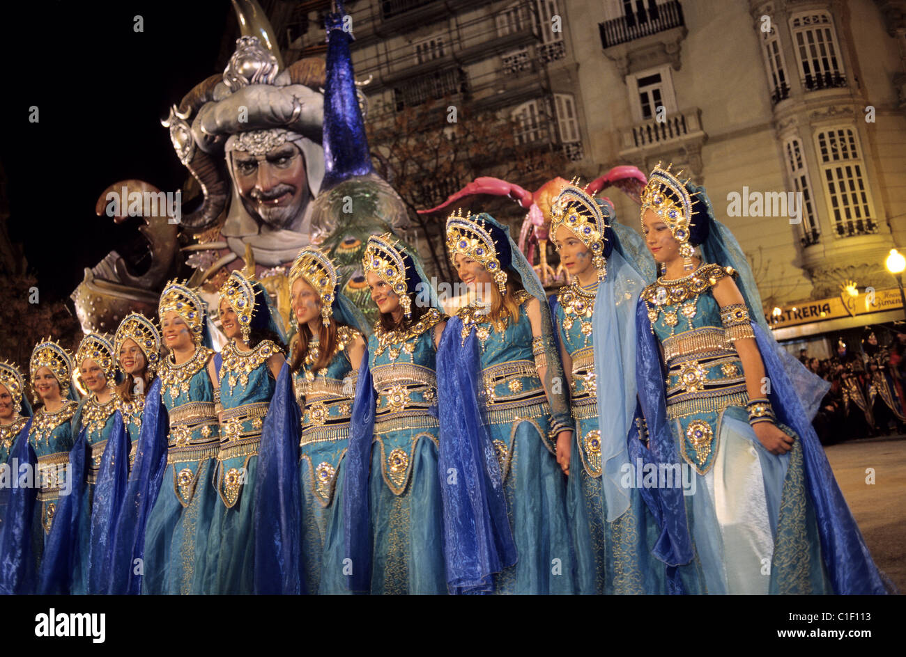 Spain, Valencia, Las Fallas (dummies stake), Moros y Cristianos parade ...