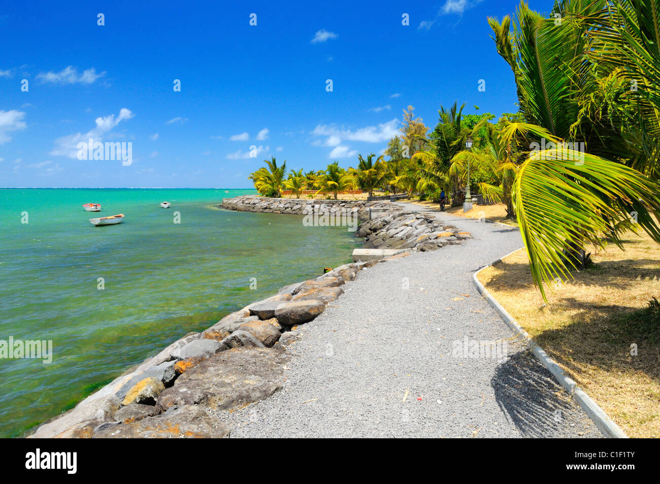 Beach park in the small east coast town of Petit Sable, Grand Port ...