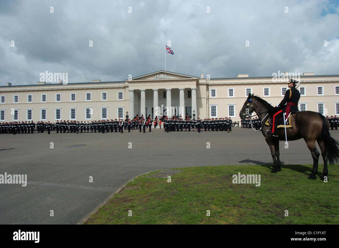 The last rehearsal of the sovereigns parade at Sandhurst. All of the ...