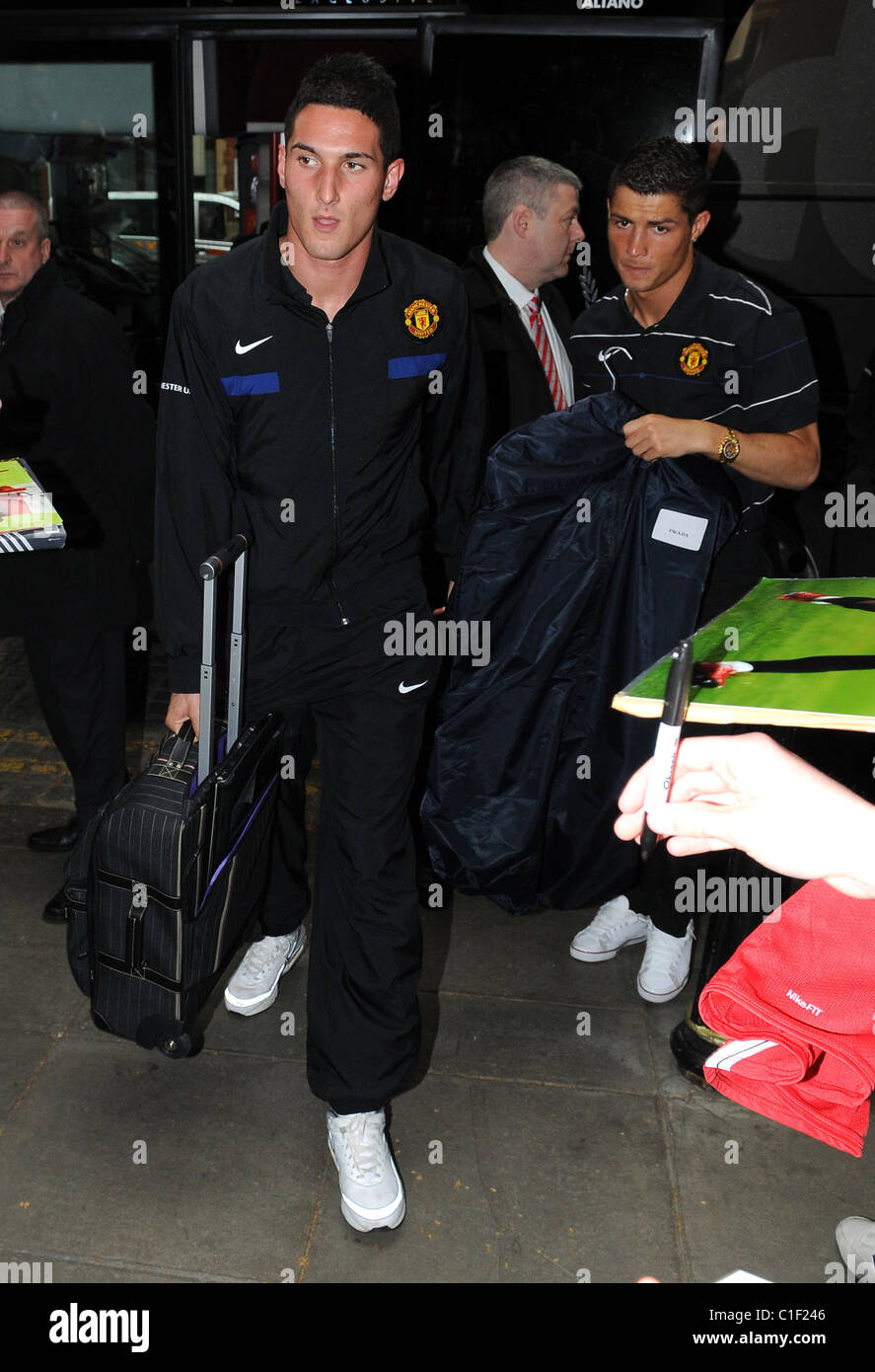 Federico Macheda of Manchester Utd arriving at the team's hotel ahead ...