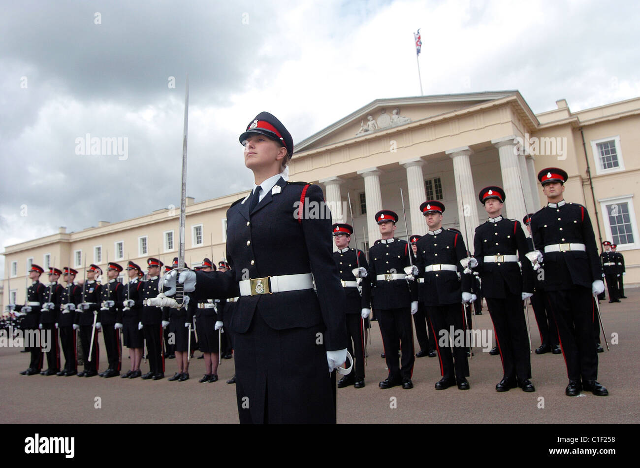 The last rehearsal of the sovereigns parade at Sandhurst. All of the ...