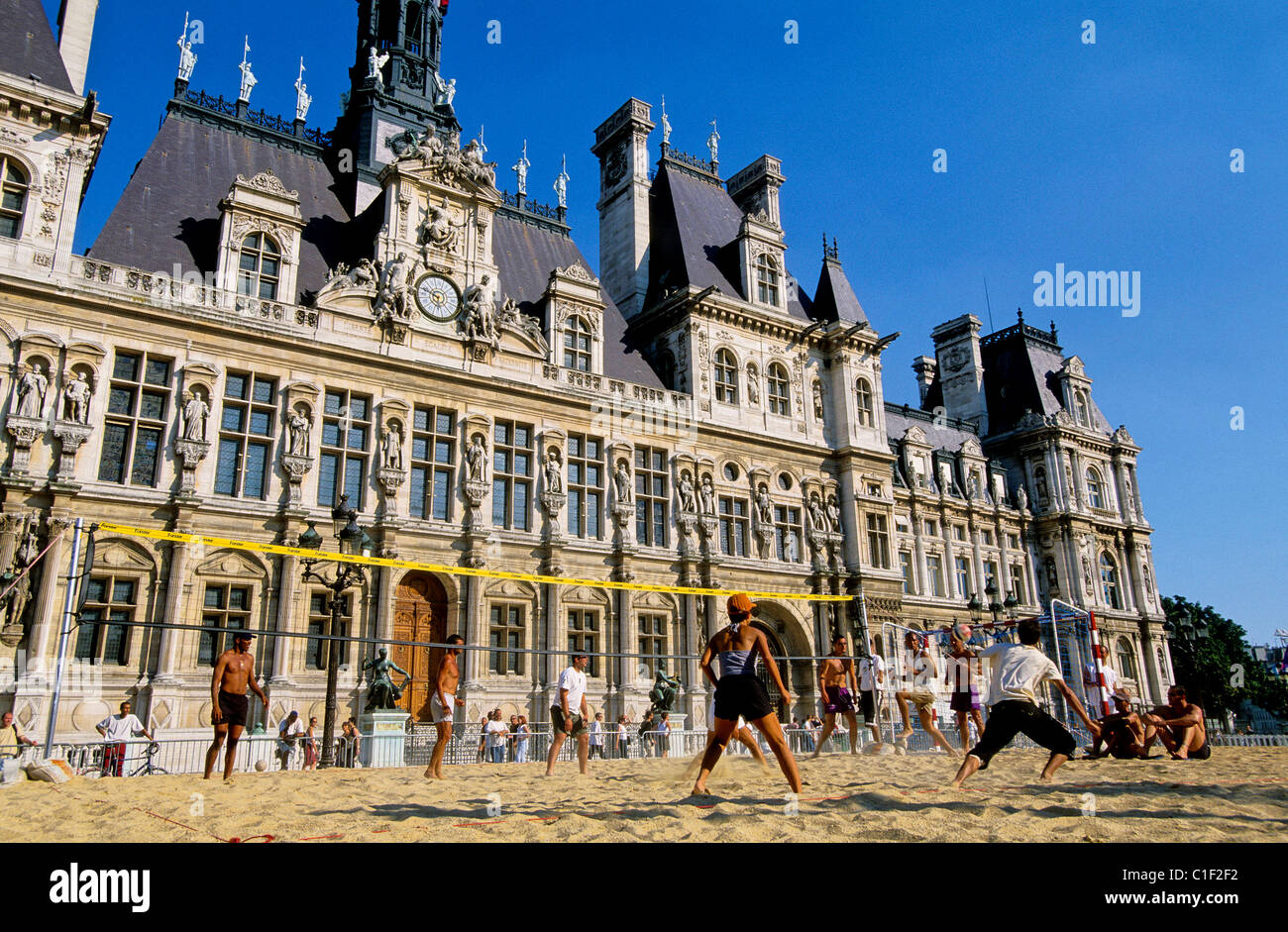 France, Paris, Paris beach beach party in august, here in front of the ...