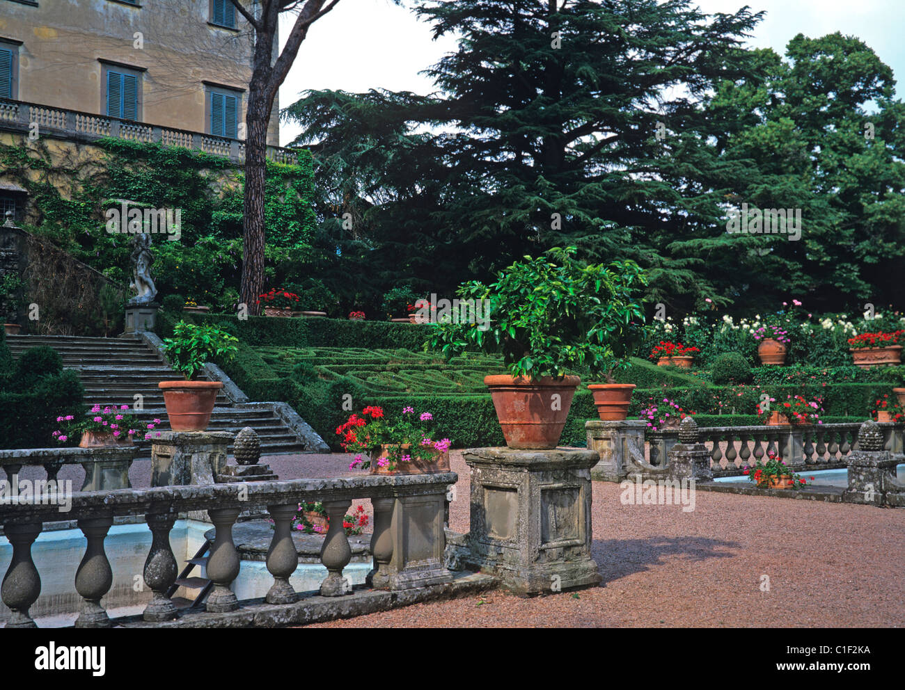 The classical Italian Garden of Castello Di Uzzano n the Chianti region ...