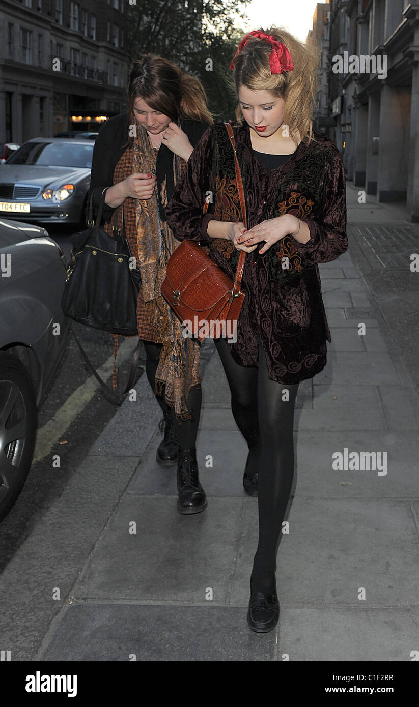 Fifi Brown and Peaches Geldof walking through Mayfair. The pair stop ...