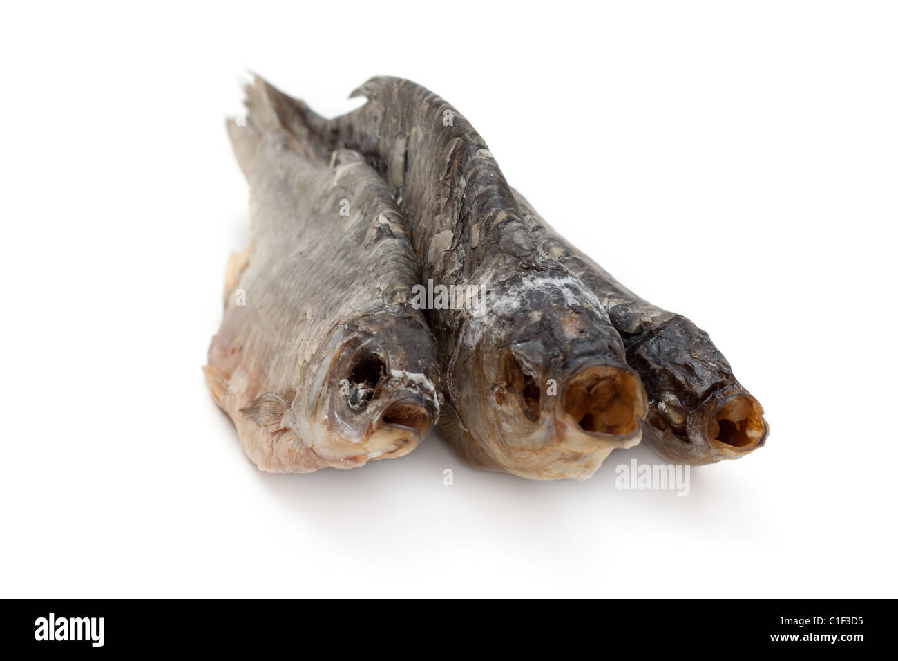 Dried fish, roech insulated on white background Stock Photo - Alamy