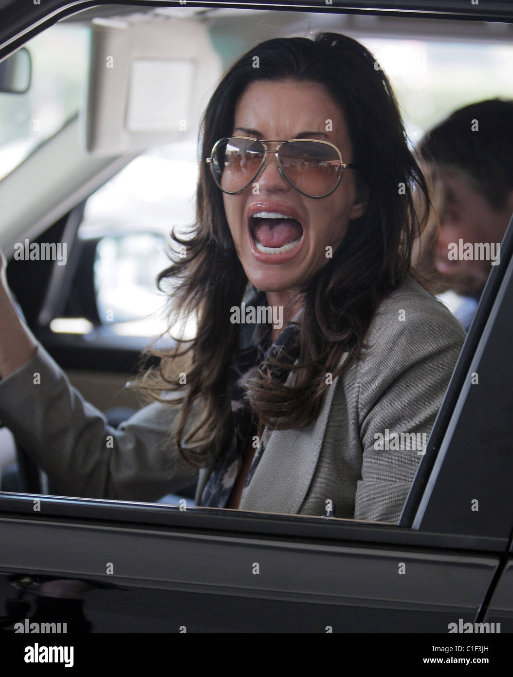 Janice Dickinson pulls a funny face as she arrives at a Union 76 petrol ...