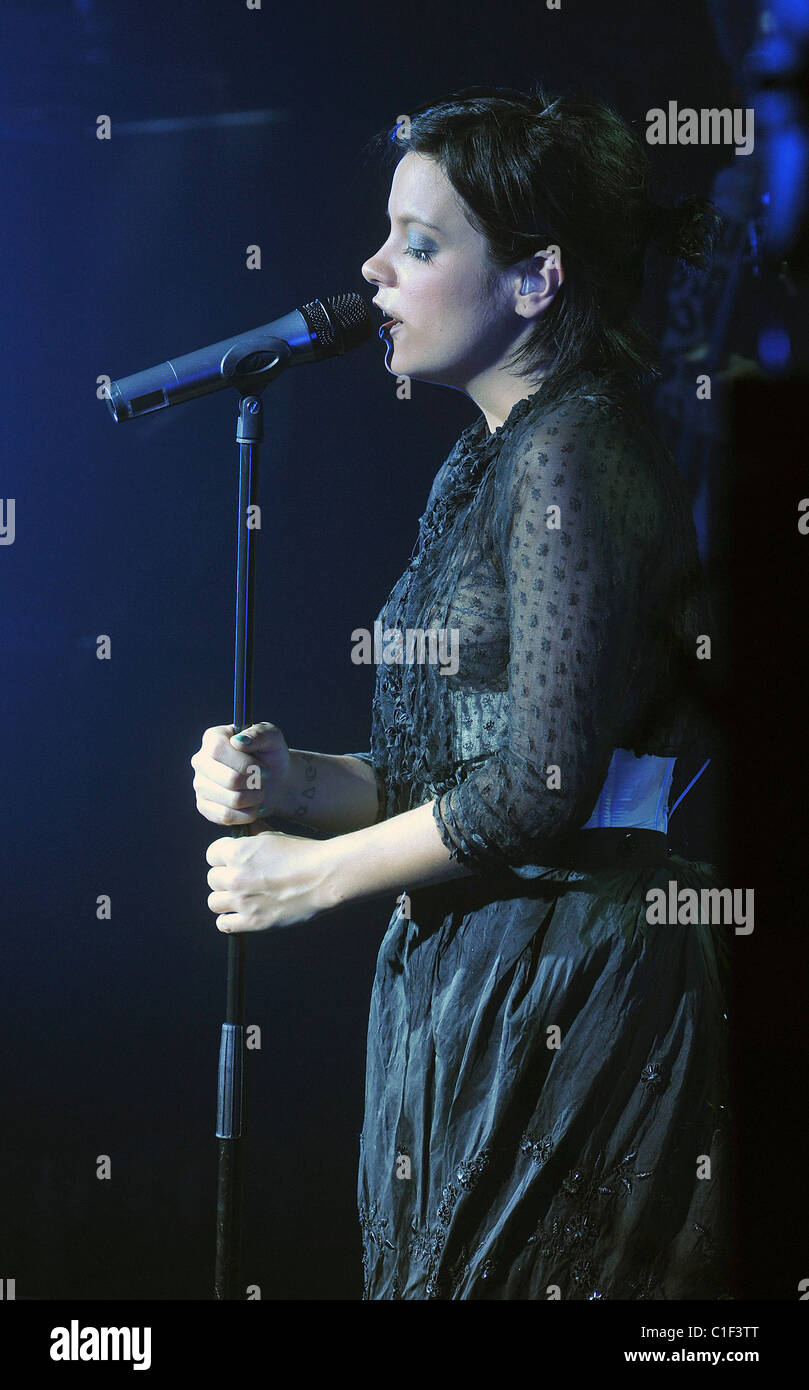 Lily Allen performs at a secret gig held at the Tabernacle on Powis ...