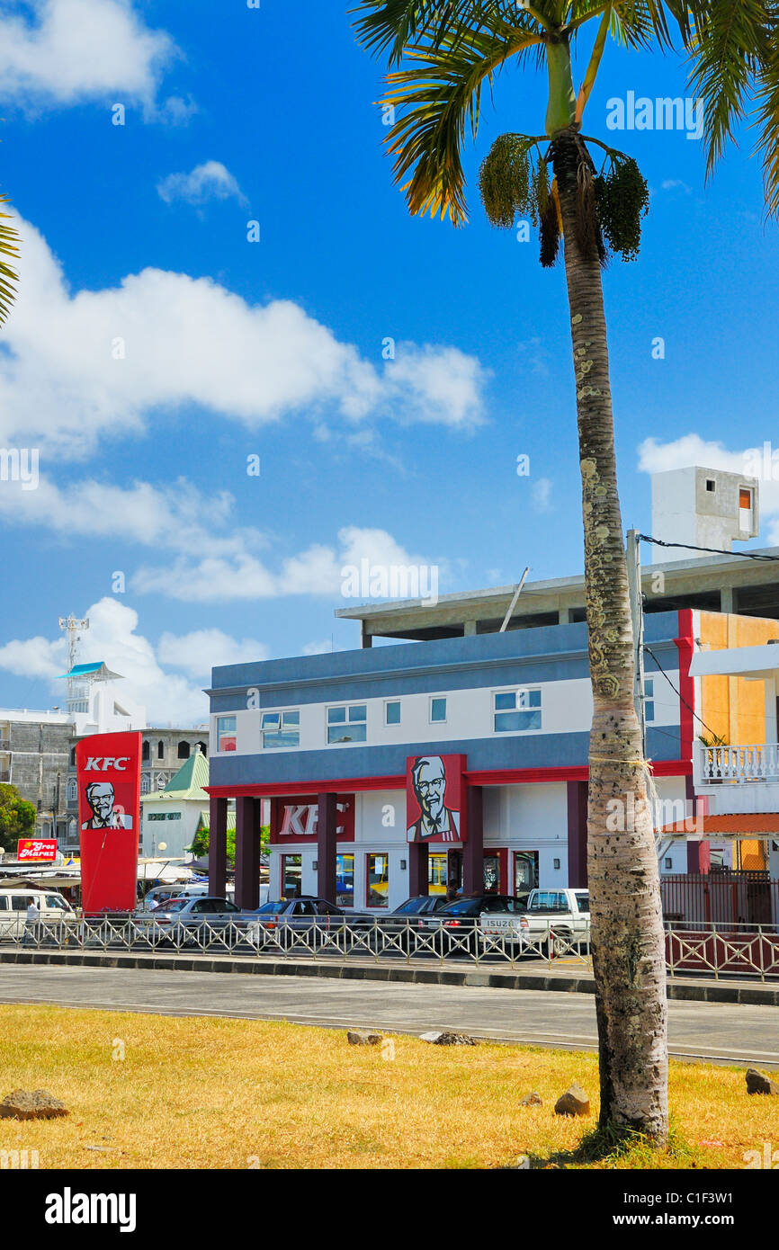 A KFC restaurant next to the bus terminal at Rue des Hollandaise ...
