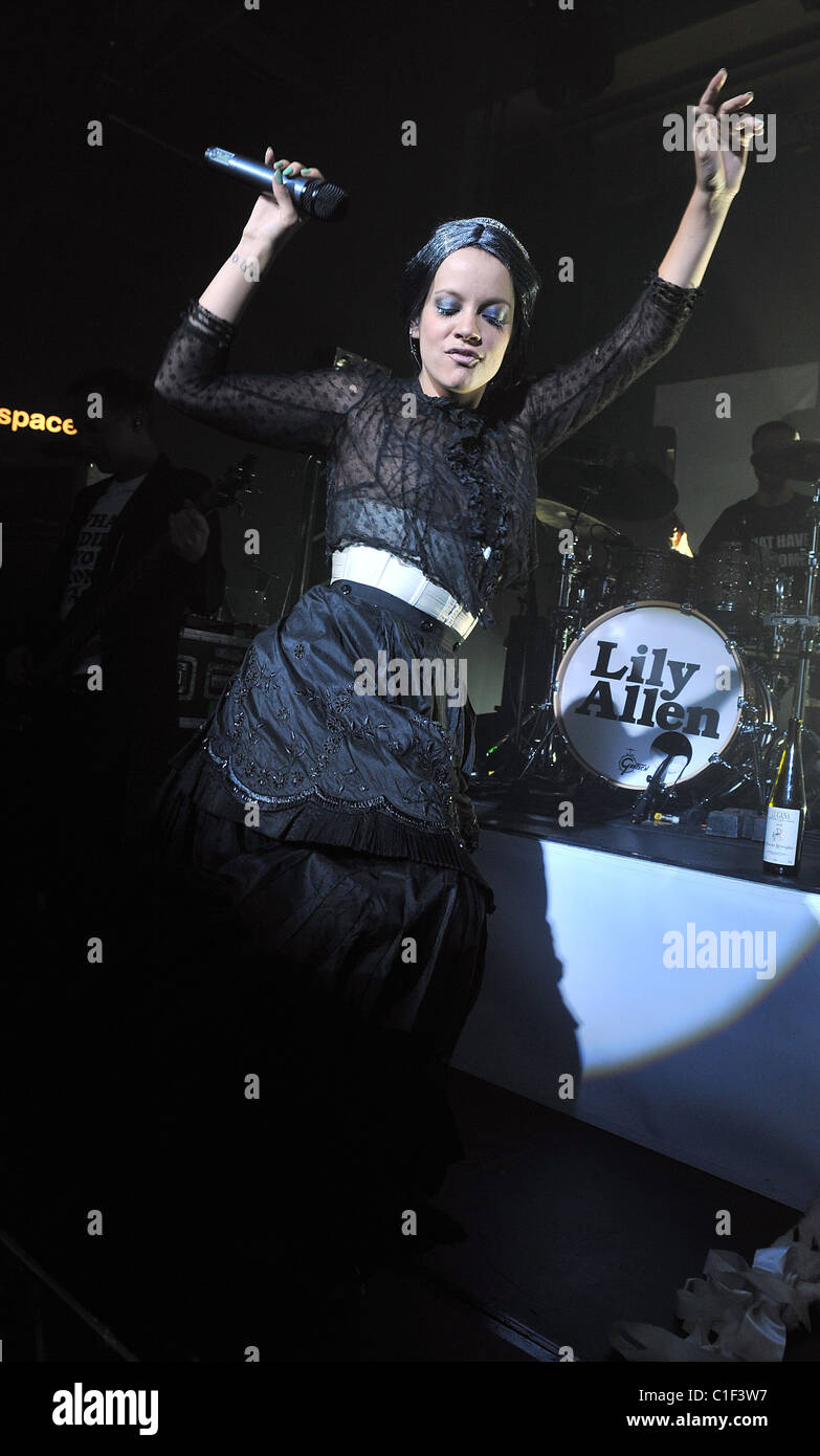 Lily Allen performs at a secret gig held at the Tabernacle on Powis ...