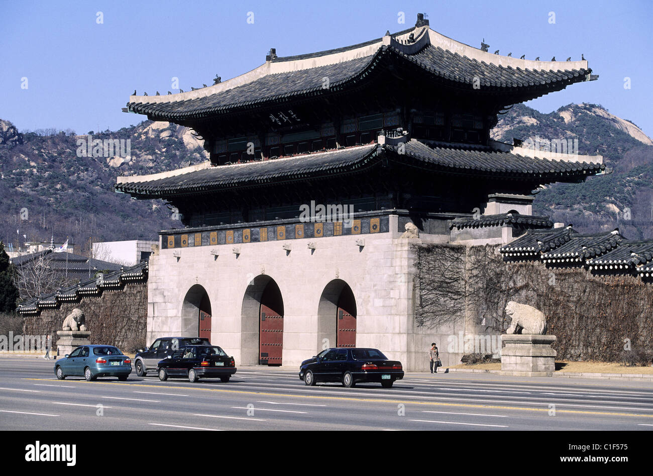 South Korea, Seoul, the entry door of the Gyeongbokgung palace Stock ...