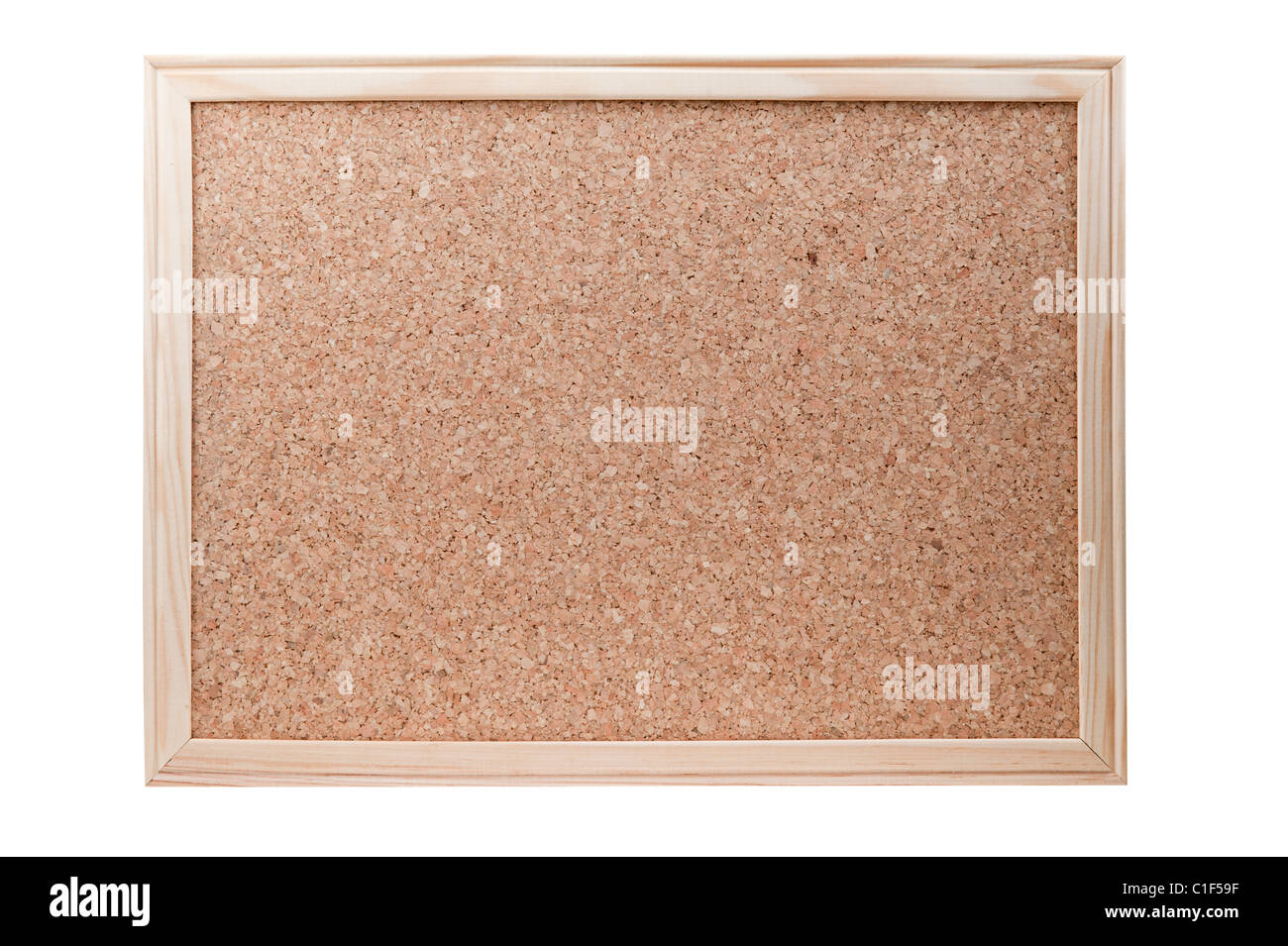 Blank cork board with a wooden frame isolated on a white background ...