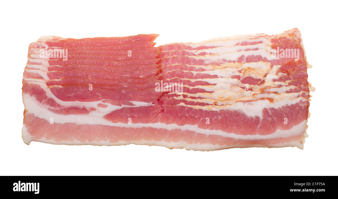 pieces of raw bacon isolated on a white background Stock Photo - Alamy