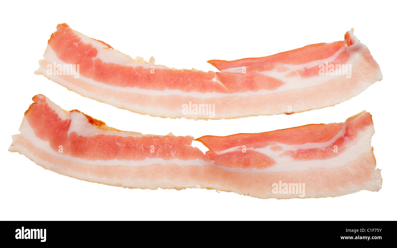 pieces of raw bacon isolated on a white background Stock Photo - Alamy