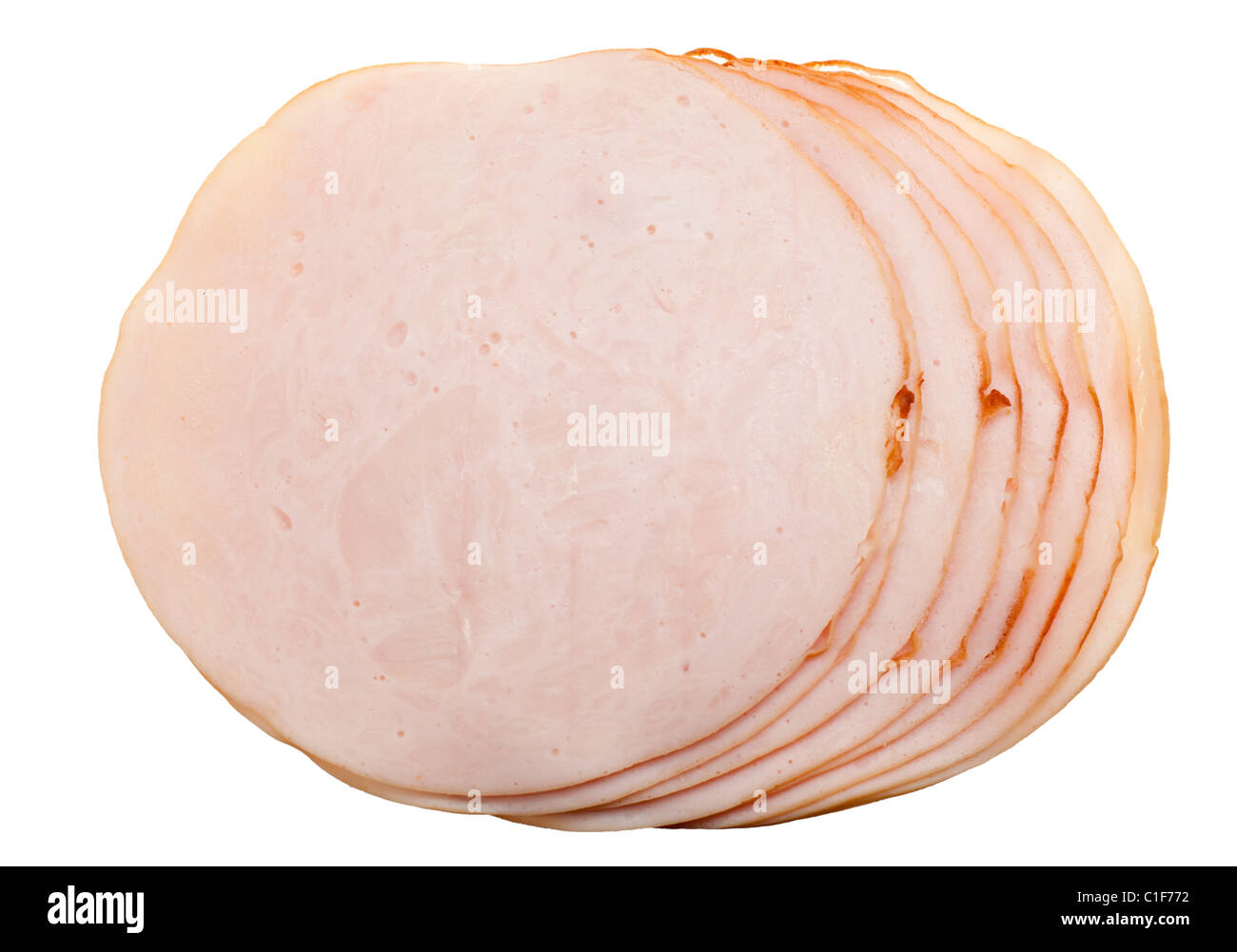 slices of chicken fillet isolated on a white background Stock Photo - Alamy