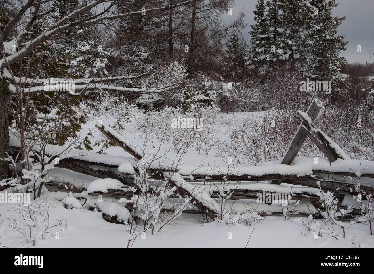 Split rail fence with snow hi-res stock photography and images - Alamy