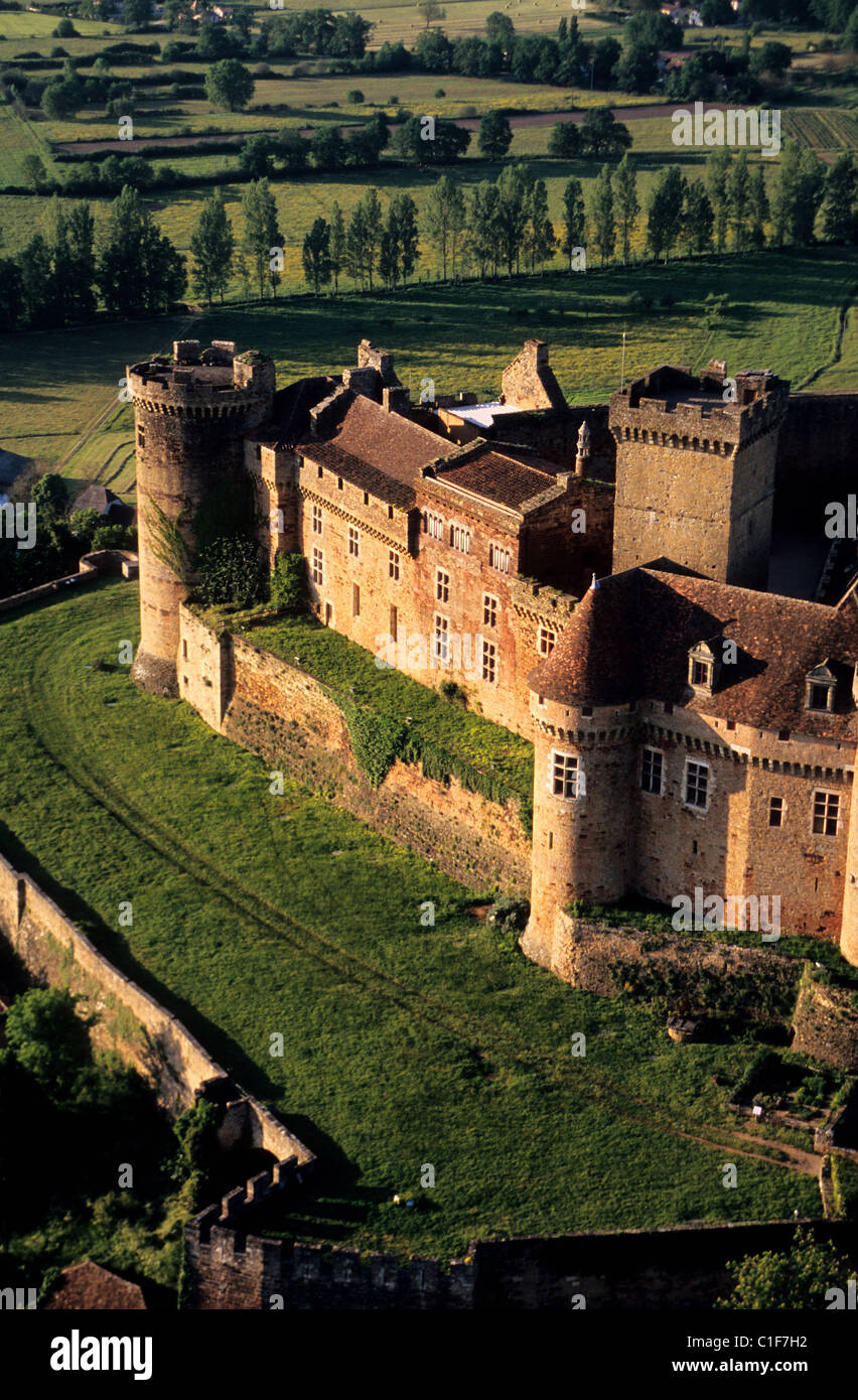 France, Lot, Castelnau-Bretenoux castle (aerial view Stock Photo - Alamy