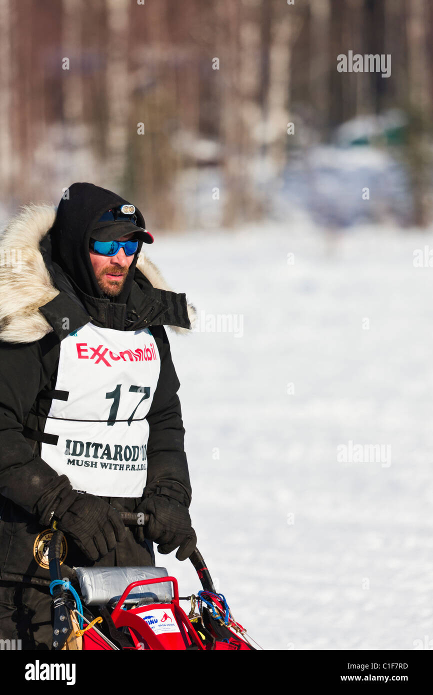 Musher Lance Mackey competing in the 39th Iditarod Trail Sled Dog Race ...