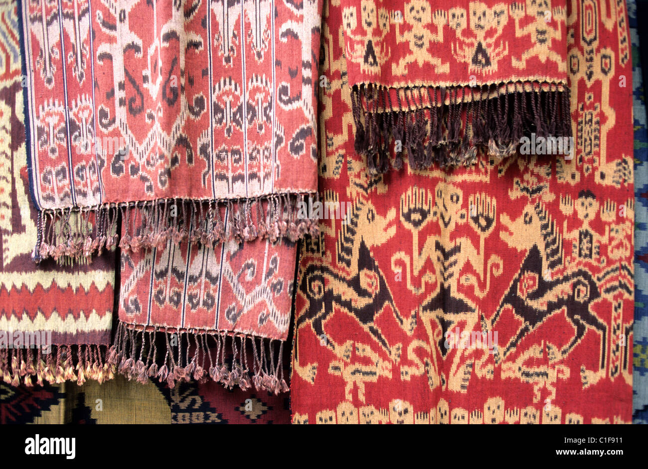 Indonesia, Bali, crowned tissue Geringsing in the village Bali Aga of ...