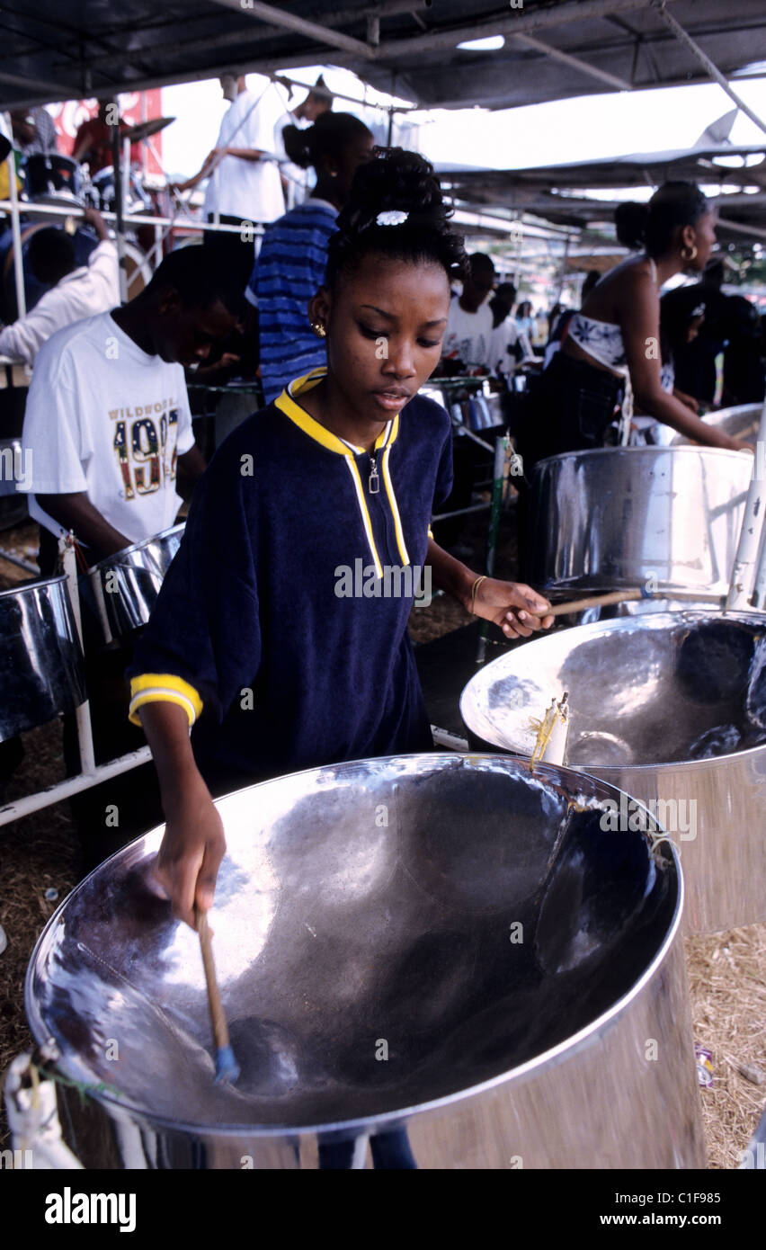 Trinidad and Tobago, Steelband in Port of Spain Stock Photo - Alamy