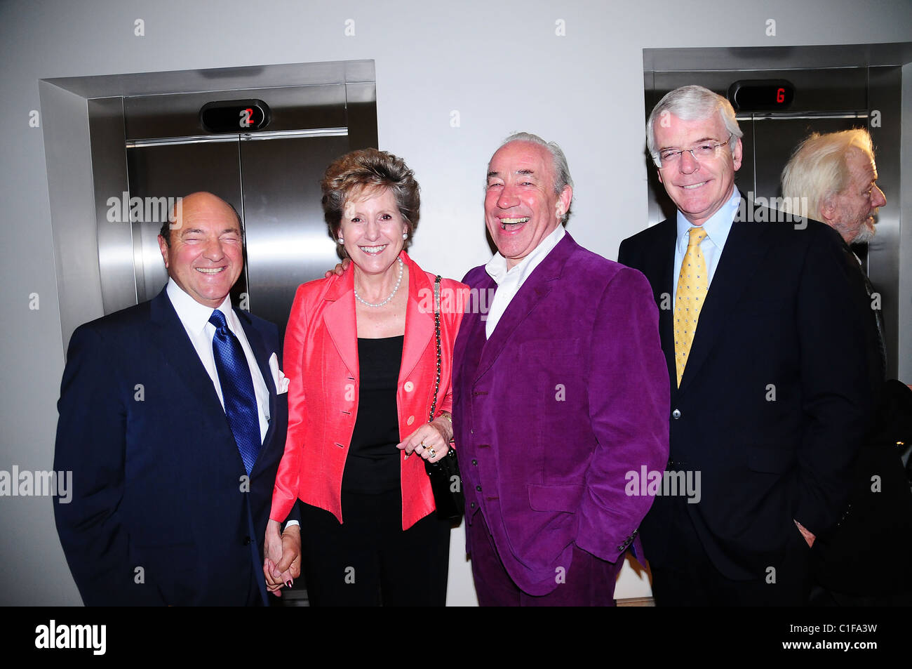 Arnold Crook, Norma Major, Simon Callow and John Major, attend the ...