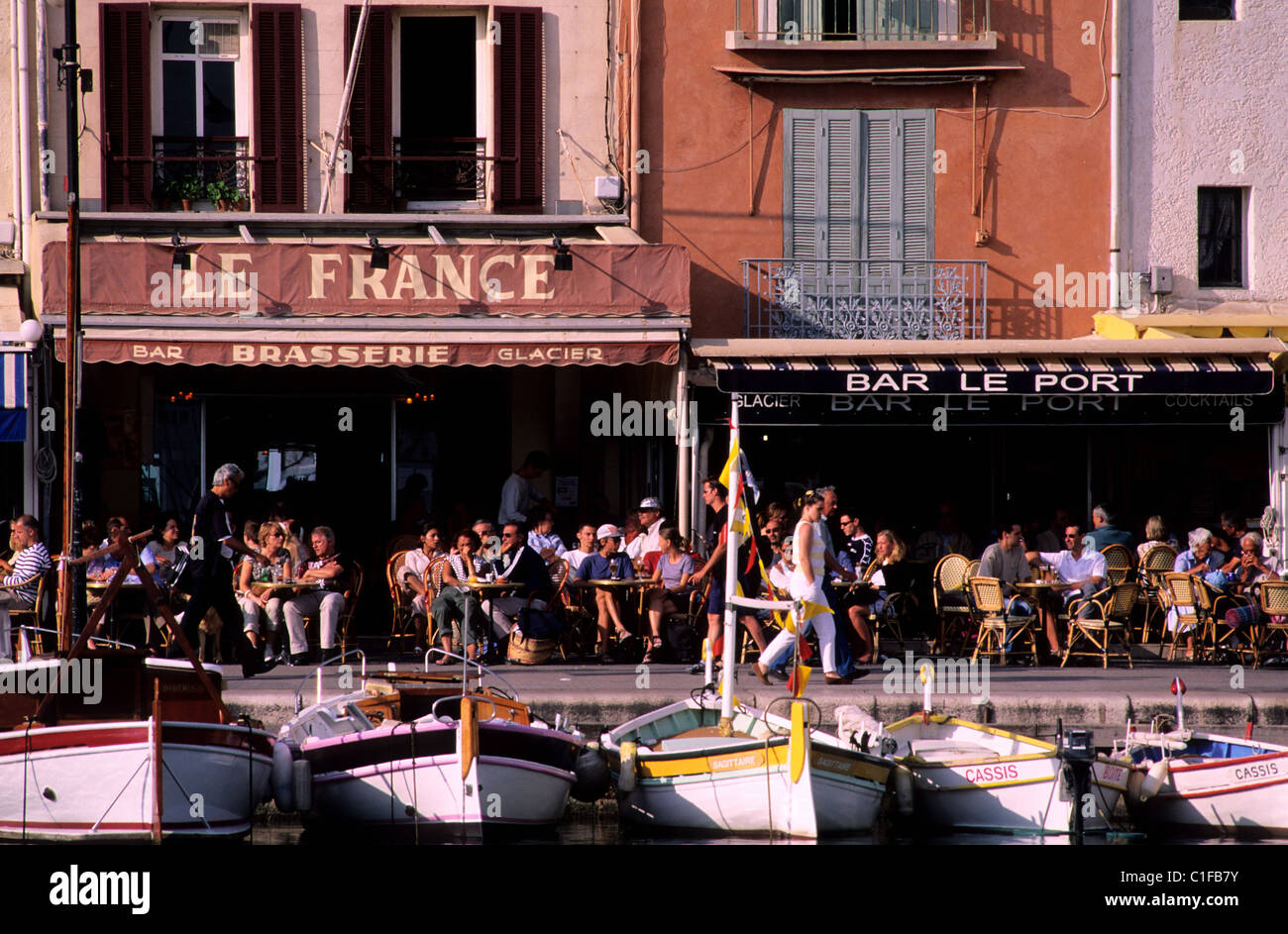 France, Bouches du Rhone, Cassis, Baux quay, bars Stock Photo - Alamy