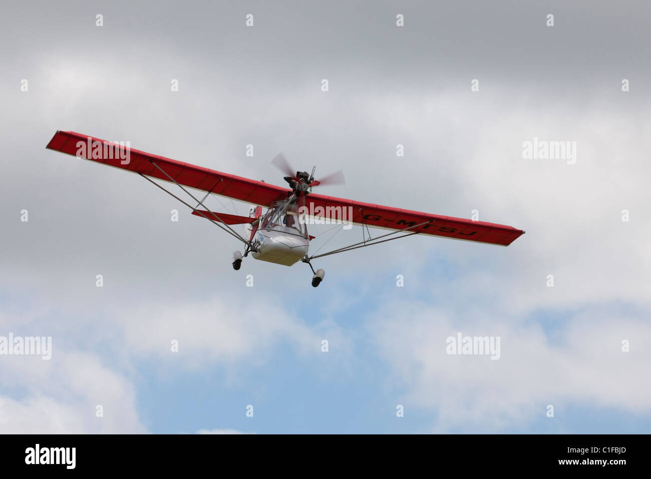Thruster TST Mk1 G-MTSJ microlight aircraft in flight at Wickenby ...