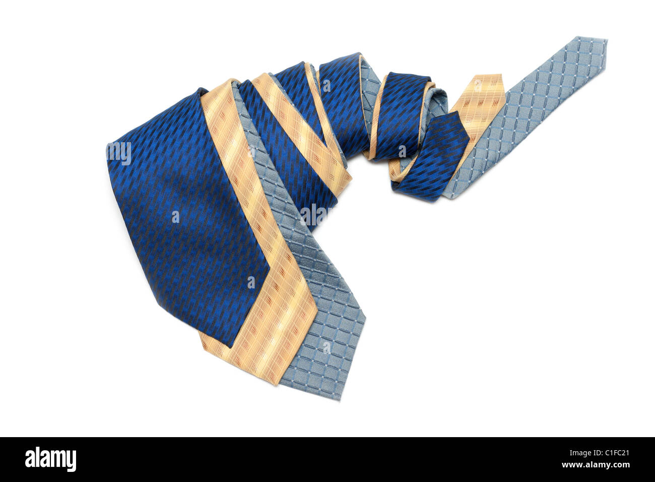 Male ties convolute and are insulated on white background Stock Photo ...