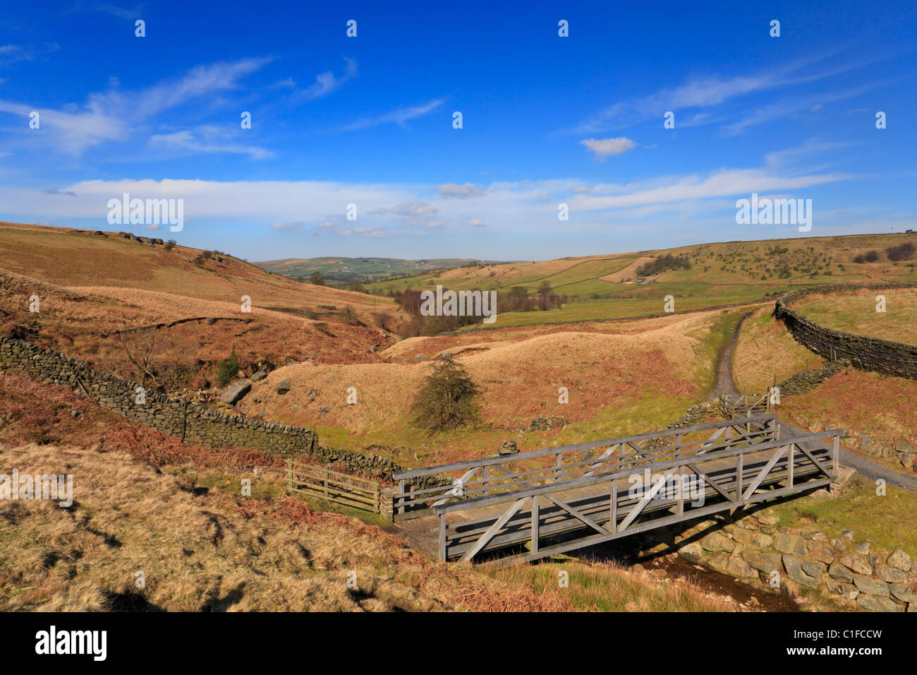 The Pennine Bridleway, Bronte Way and Pendle Way above Wycoller, Colne ...