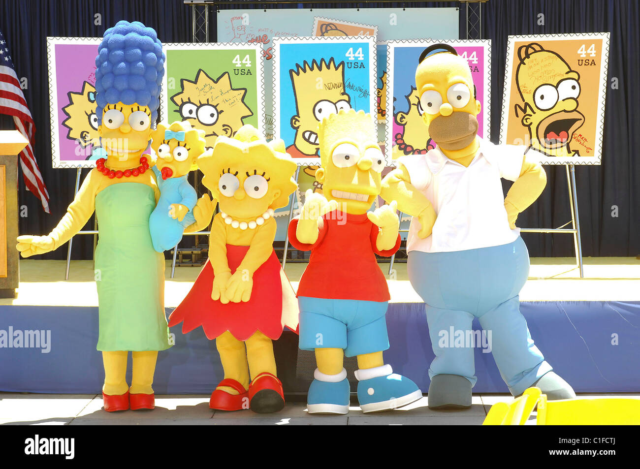 Stamps of Simpsons characters are unveiled at the Fox Studios during a ...