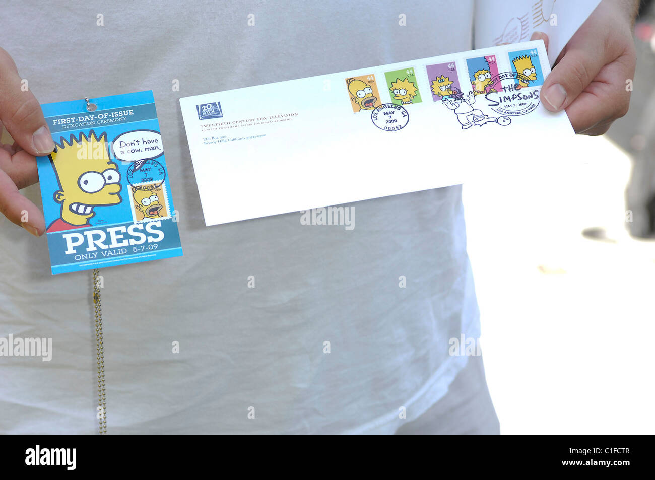 Stamps of Simpsons characters are unveiled at the Fox Studios during a ...