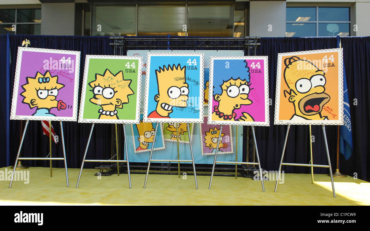 Stamps of Simpsons characters are unveiled at the Fox Studios during a ...