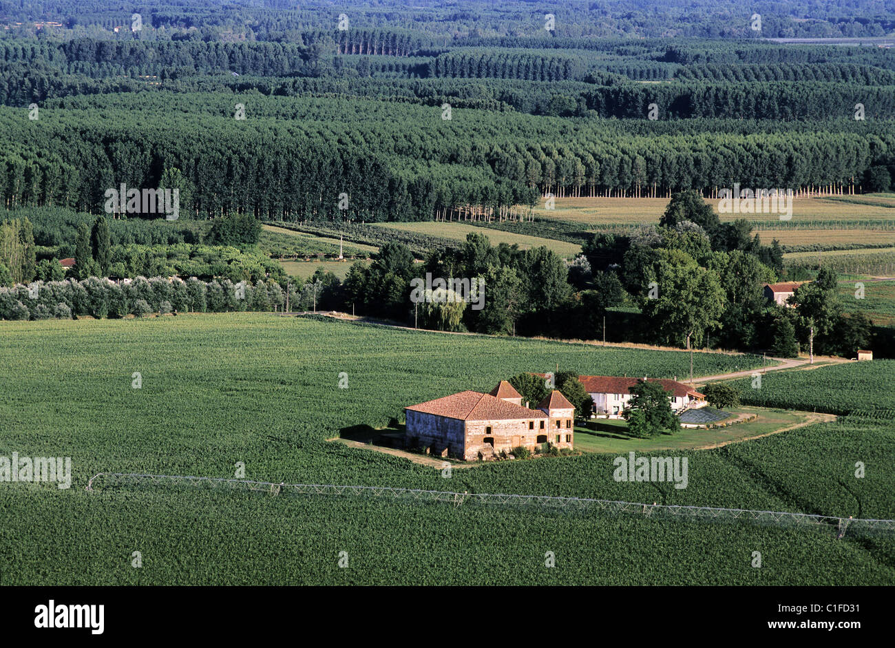 France, Tarn et Garonne, landscape seen from Boudou viewpoint indicator ...