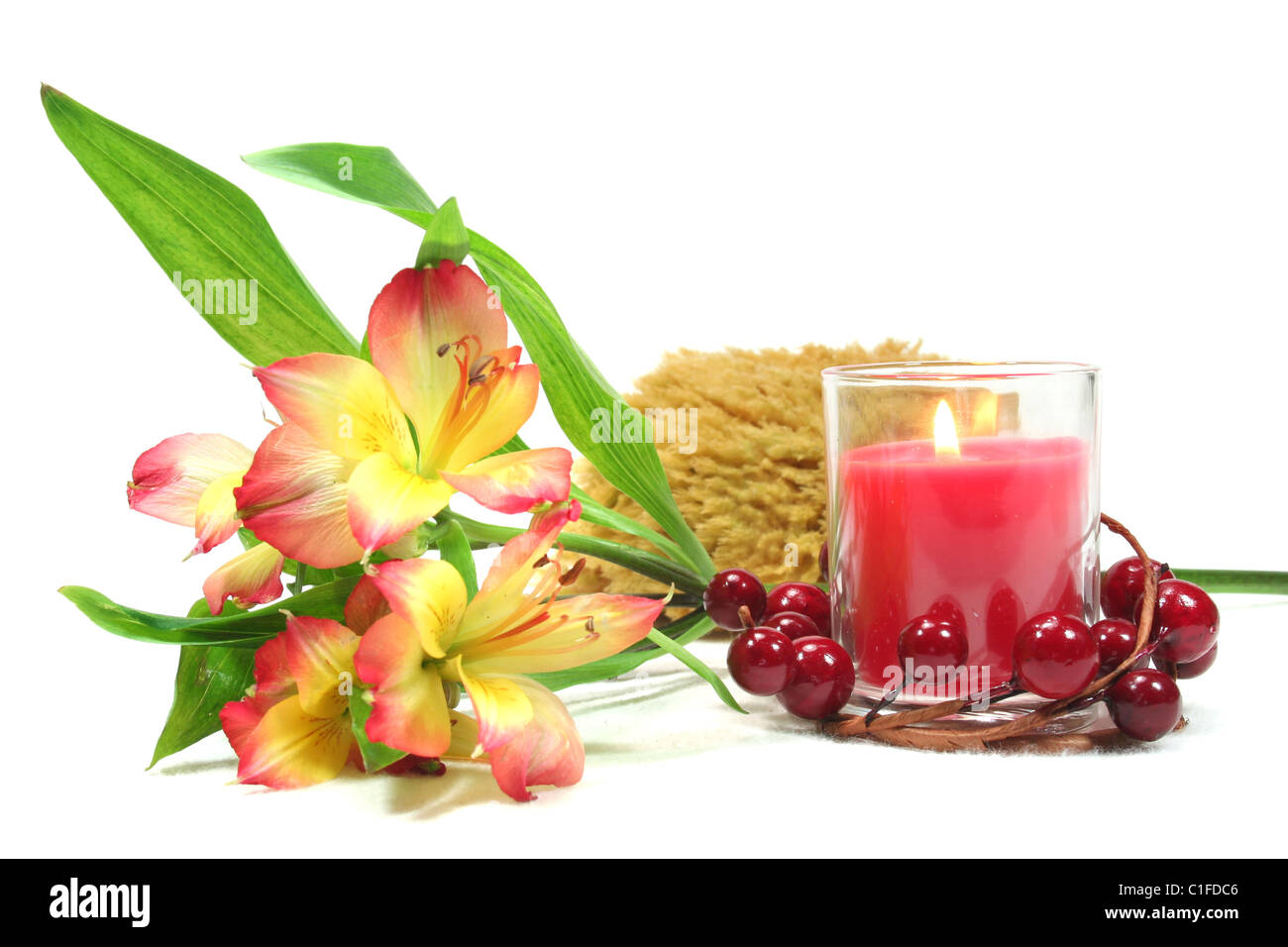 Wellness - flower and candle on a white background - Personal Care ...