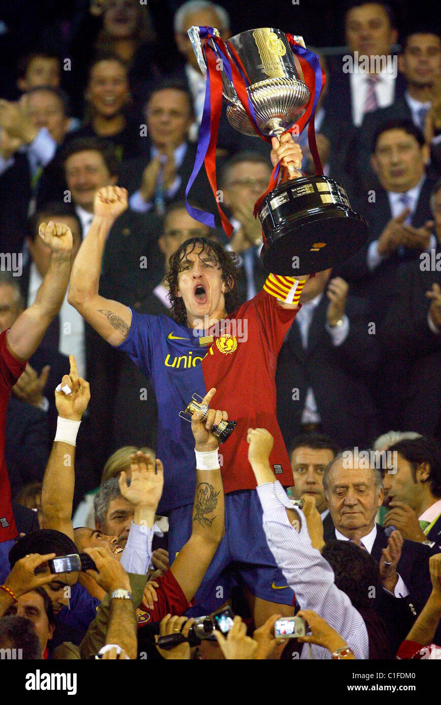 Captain Carles Puyol after winning the Spanish King´s Cup final match ...