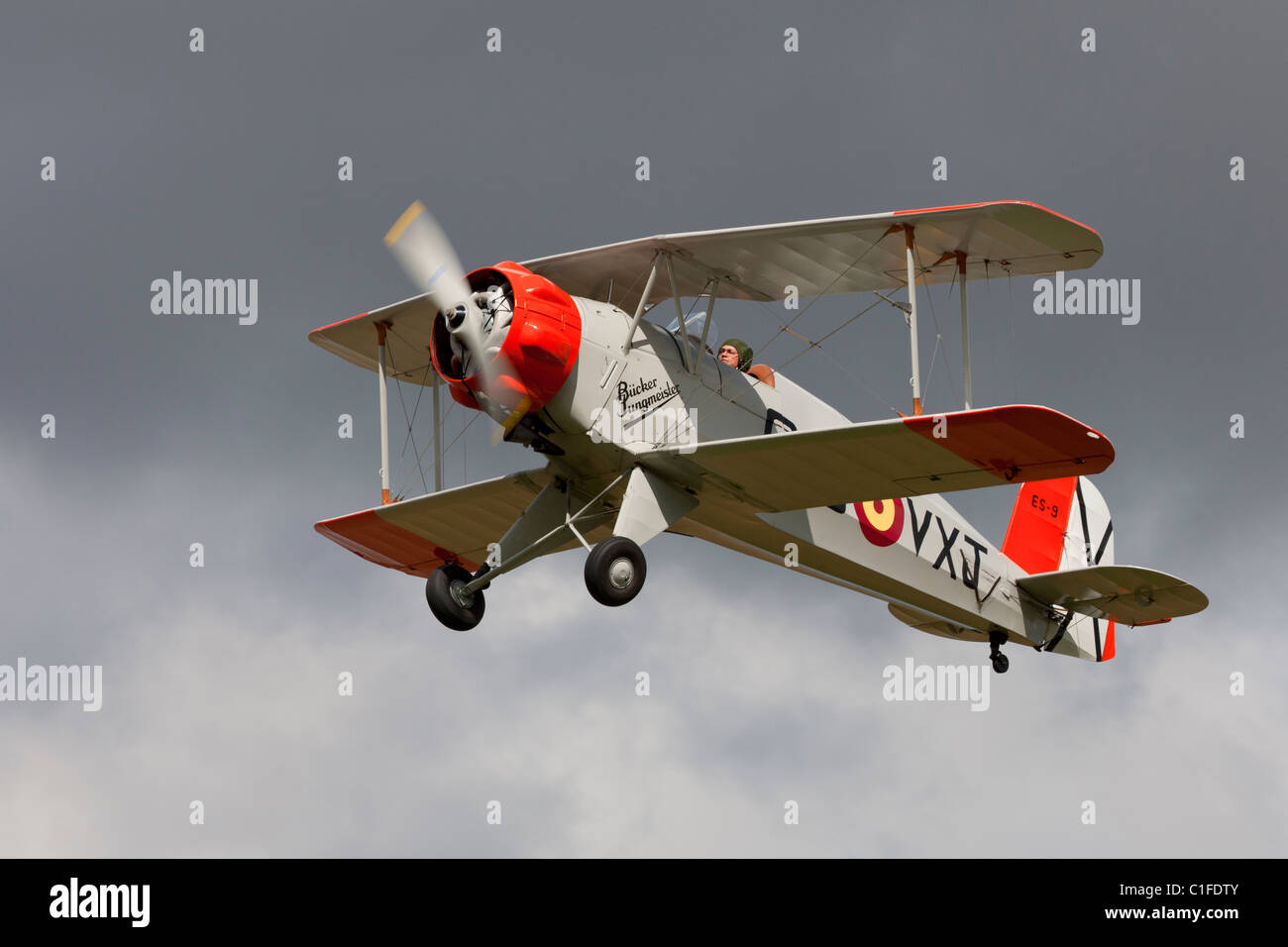 Bucker (CASA) Bu-133 Jungmeister G-BVXJ in flight at Breighton Airfield ...