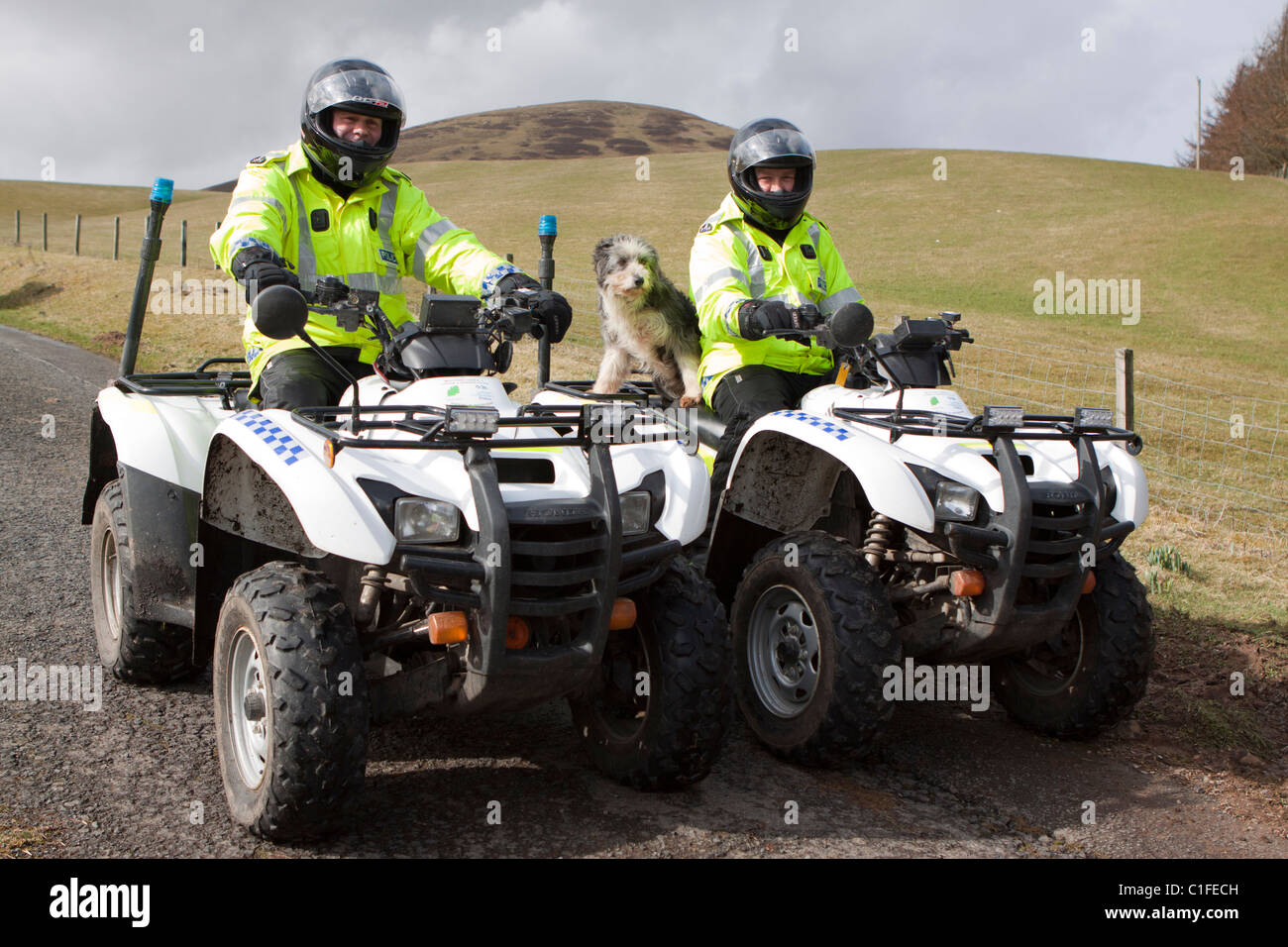 Police off road vehicles patrol the scottish countryside Stock Photo ...