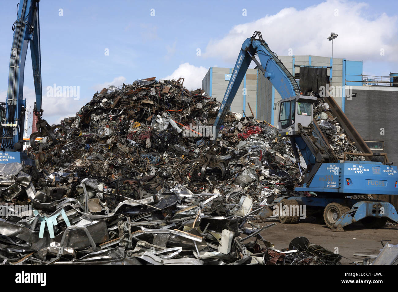 A pile of metal being recycled at Inverkeithing Fife Stock Photo - Alamy