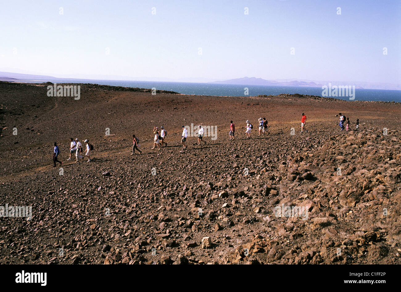 Kenya, Rift valley, hiking on the banks of the Turkana lake Stock Photo ...