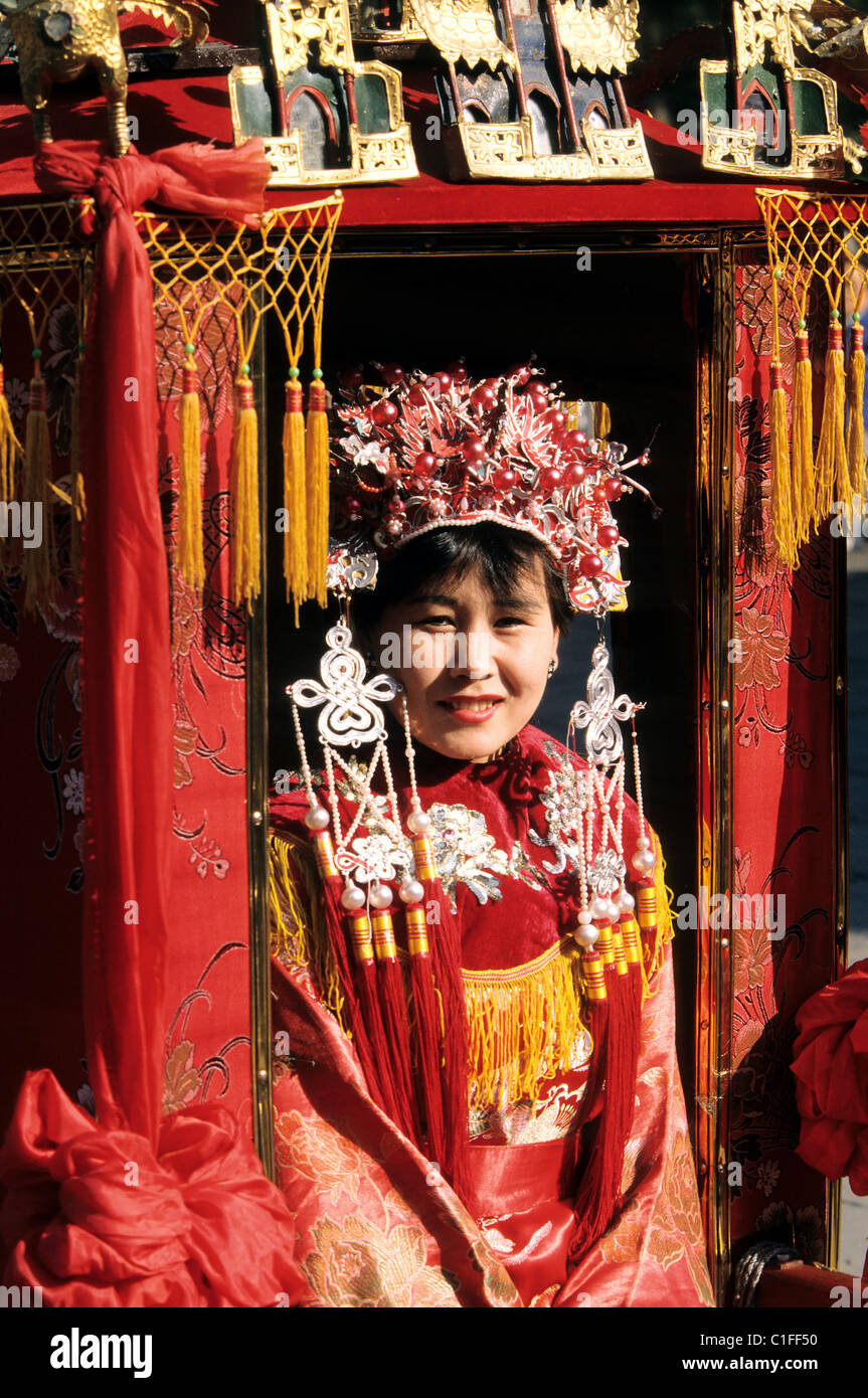 China, Beijing, Beihai Park, woman wearing period costume Stock Photo ...